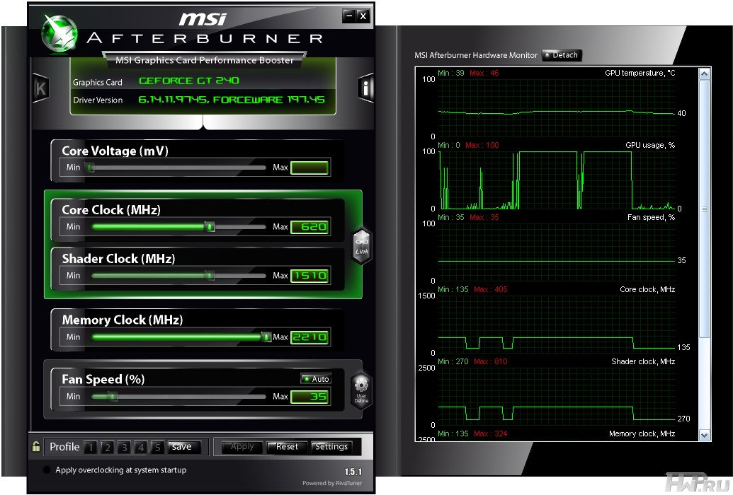 Настройка Вентиляторы Rivatuner - nautilus
